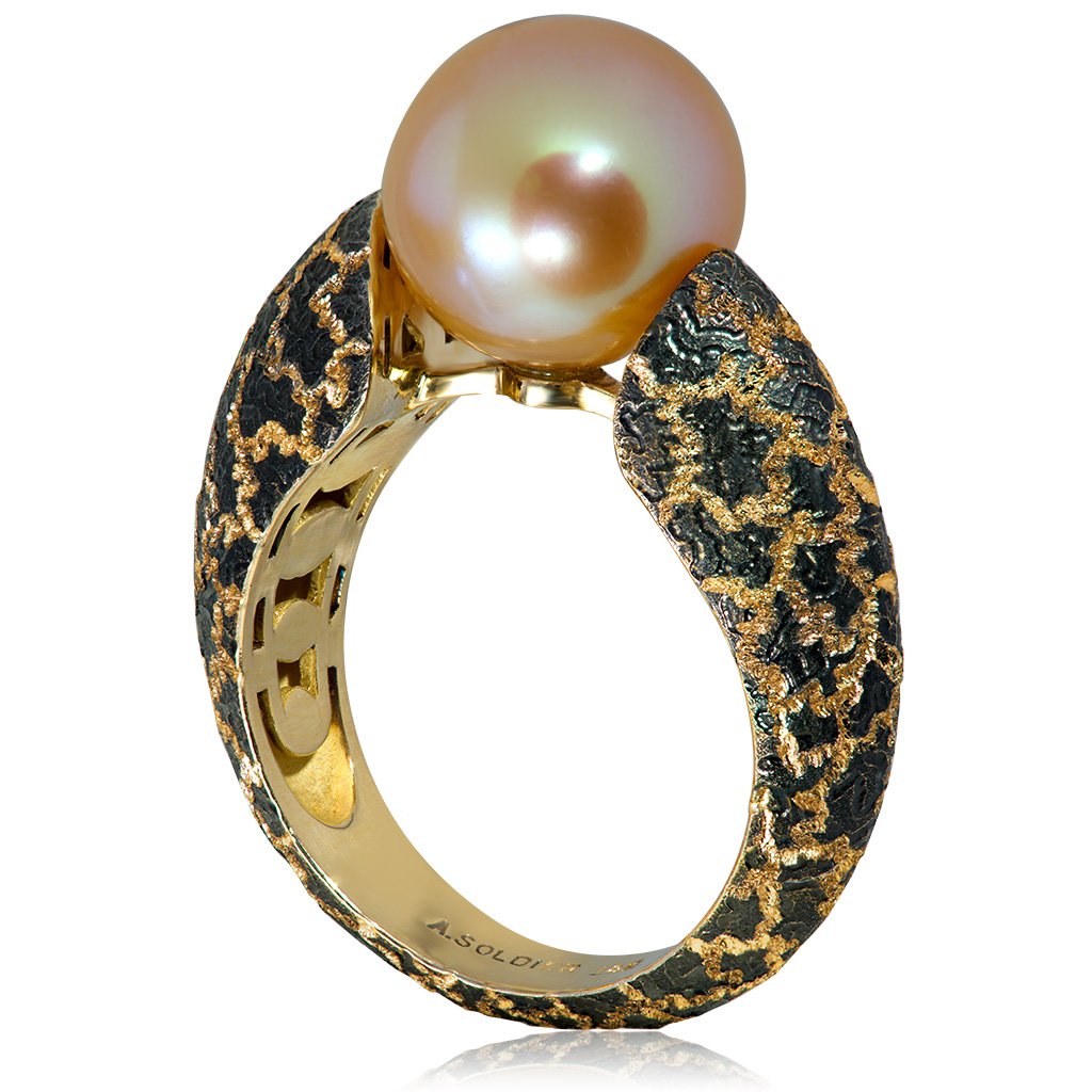 Gold Ring with Freshwater Peach Pearl – A...
