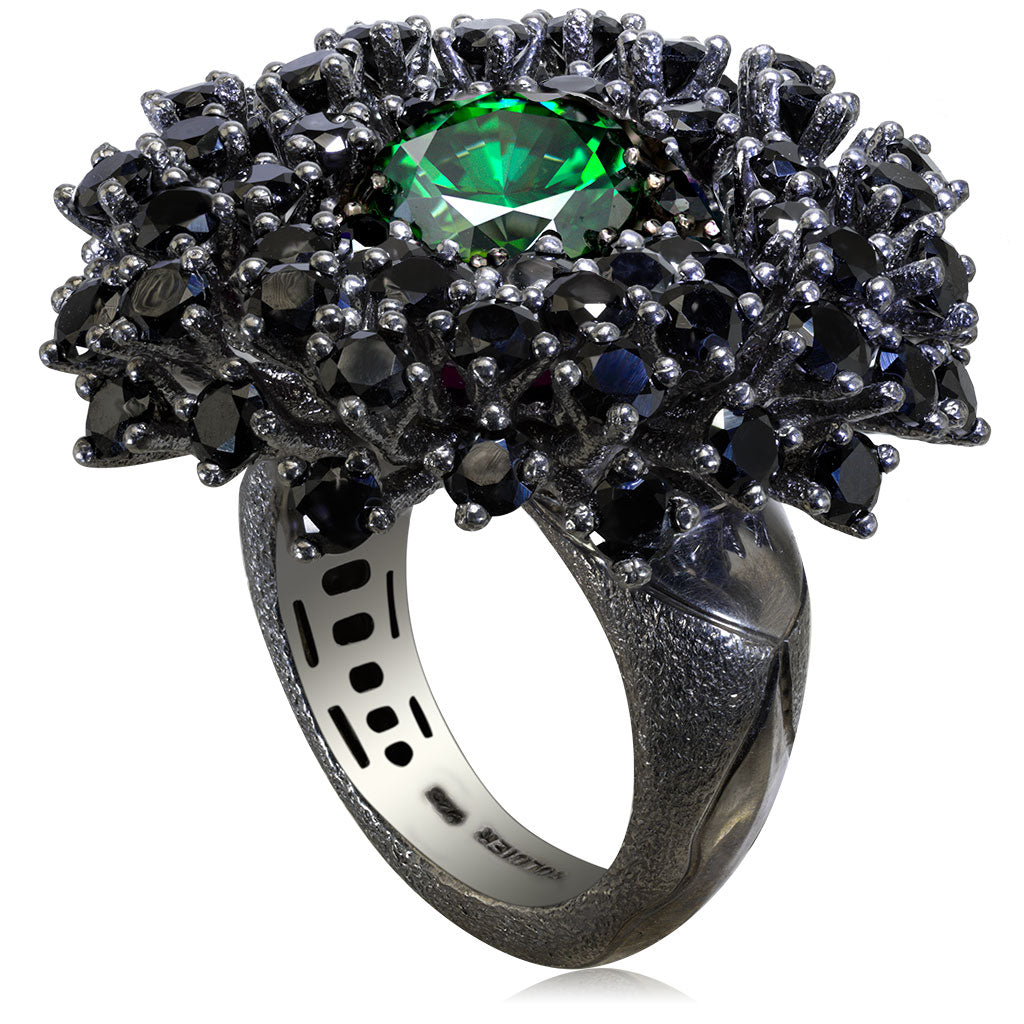 Silver Astra Ring with Swarovski Green Crystal