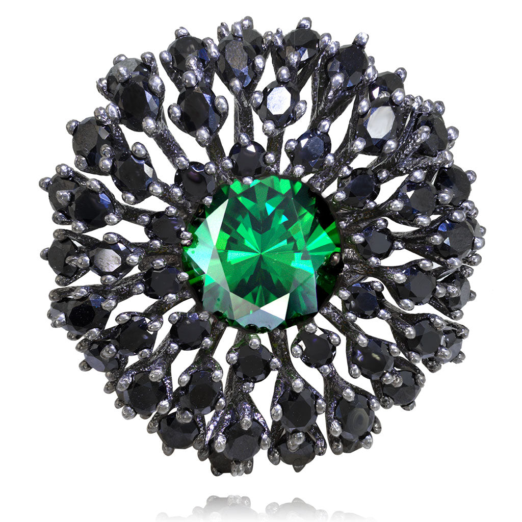 Silver Astra Ring with Swarovski Green Crystal