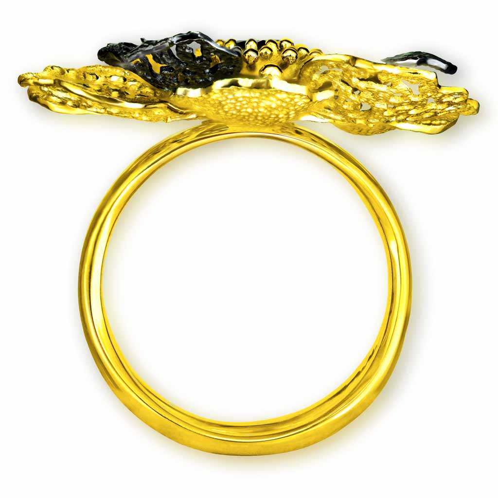 Gold Coronaria Ring with Champagne Diamond &nda...