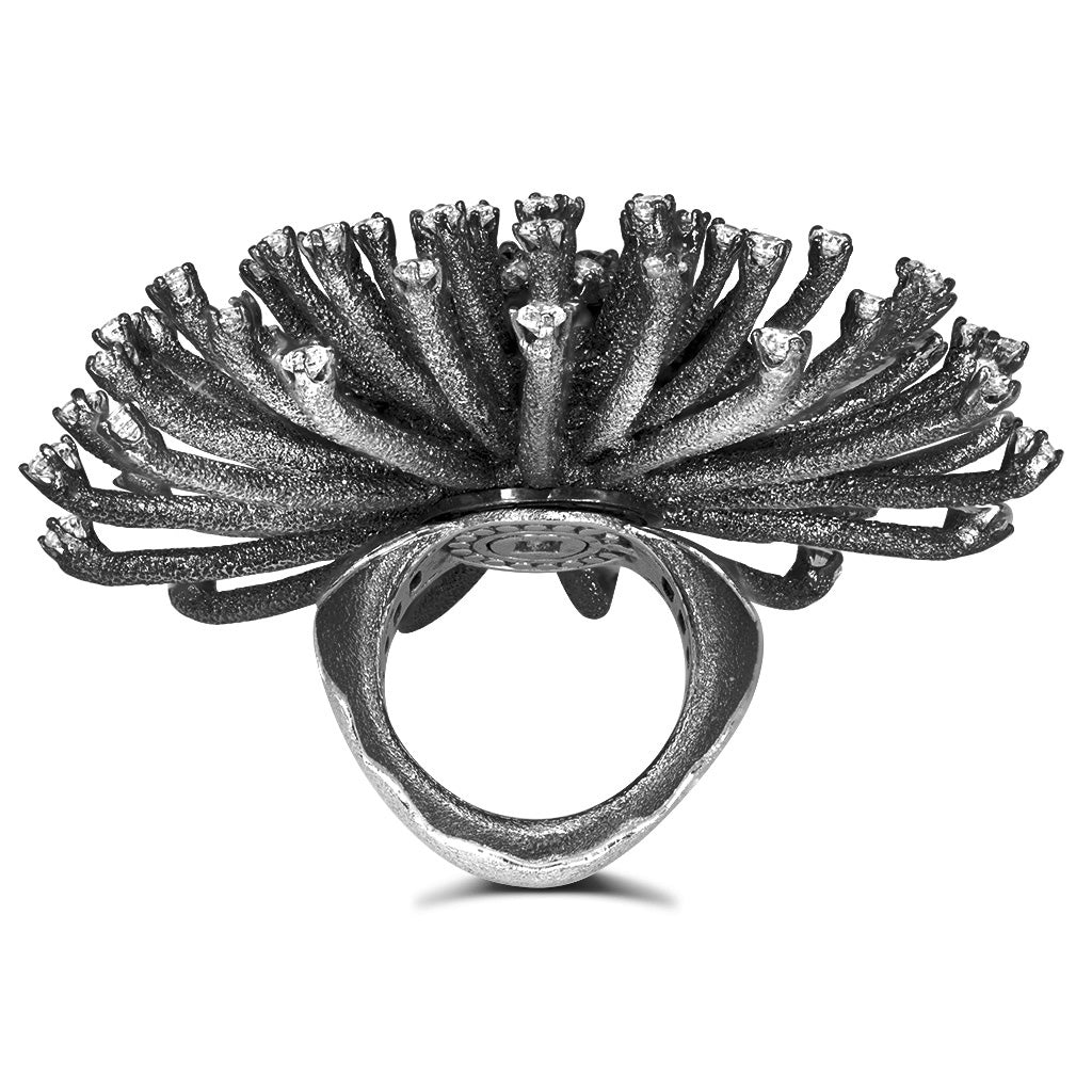 Gold Astra Ring with White & Black Diamonds&nbs...