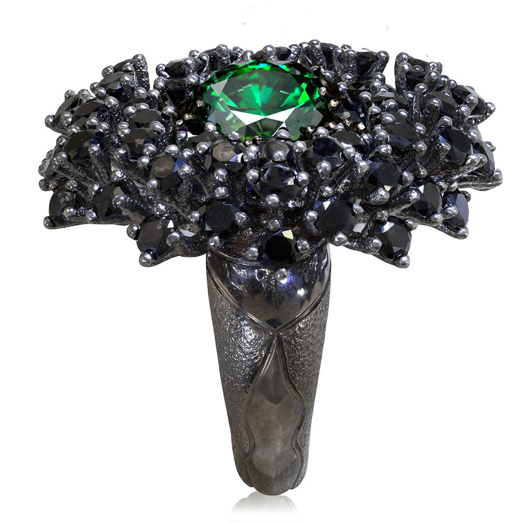 Silver Astra Ring with Swarovski Green Crystal