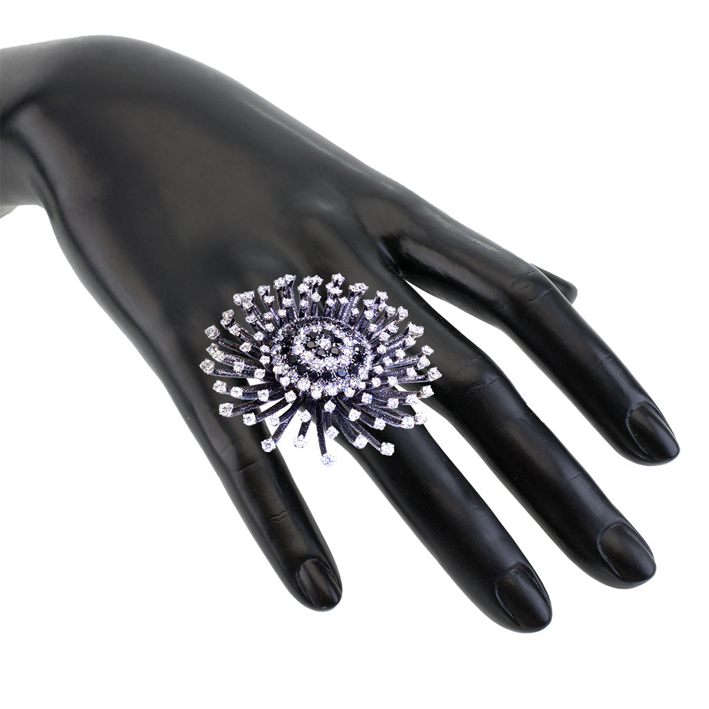 Gold Astra Ring with White & Black Diamonds&nbs...