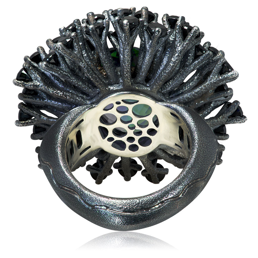 Silver Astra Ring with Swarovski Green Crystal