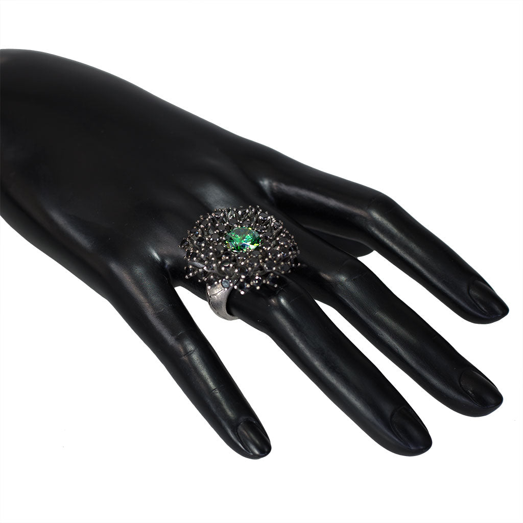 Silver Astra Ring with Swarovski Green Crystal