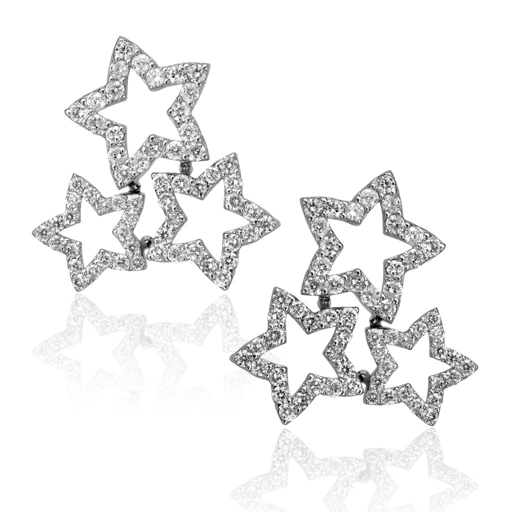 Diamond Trinity Star Stud Earrings – Alex...