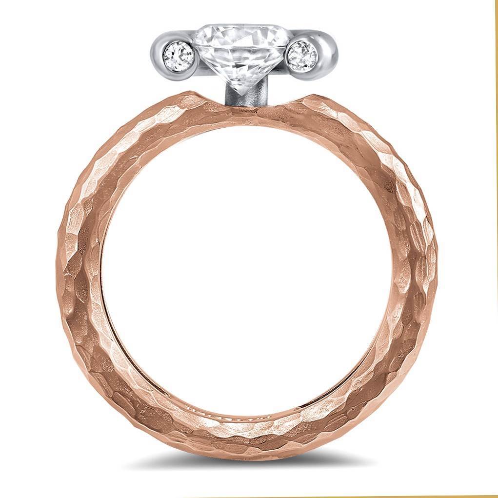 Valentine Diamond Crescent Texture Engagement Ring&...