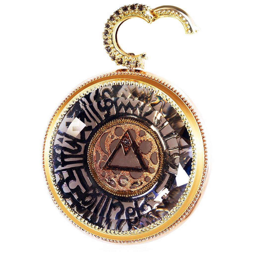 Gold Talisman Pendant Necklace with Smoky Topaz&nbs...