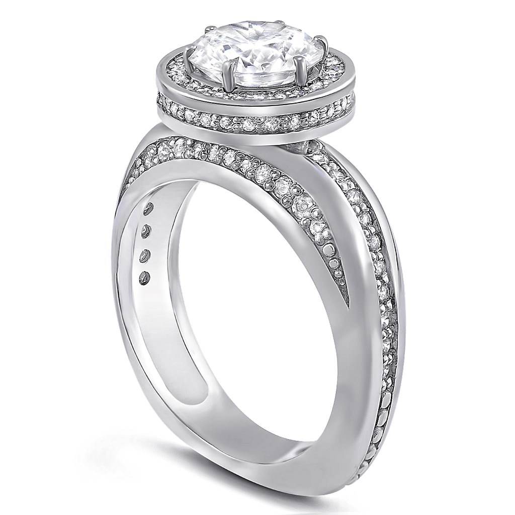 Modern Sensuality Diamond Halo Hope Engagement Ring...